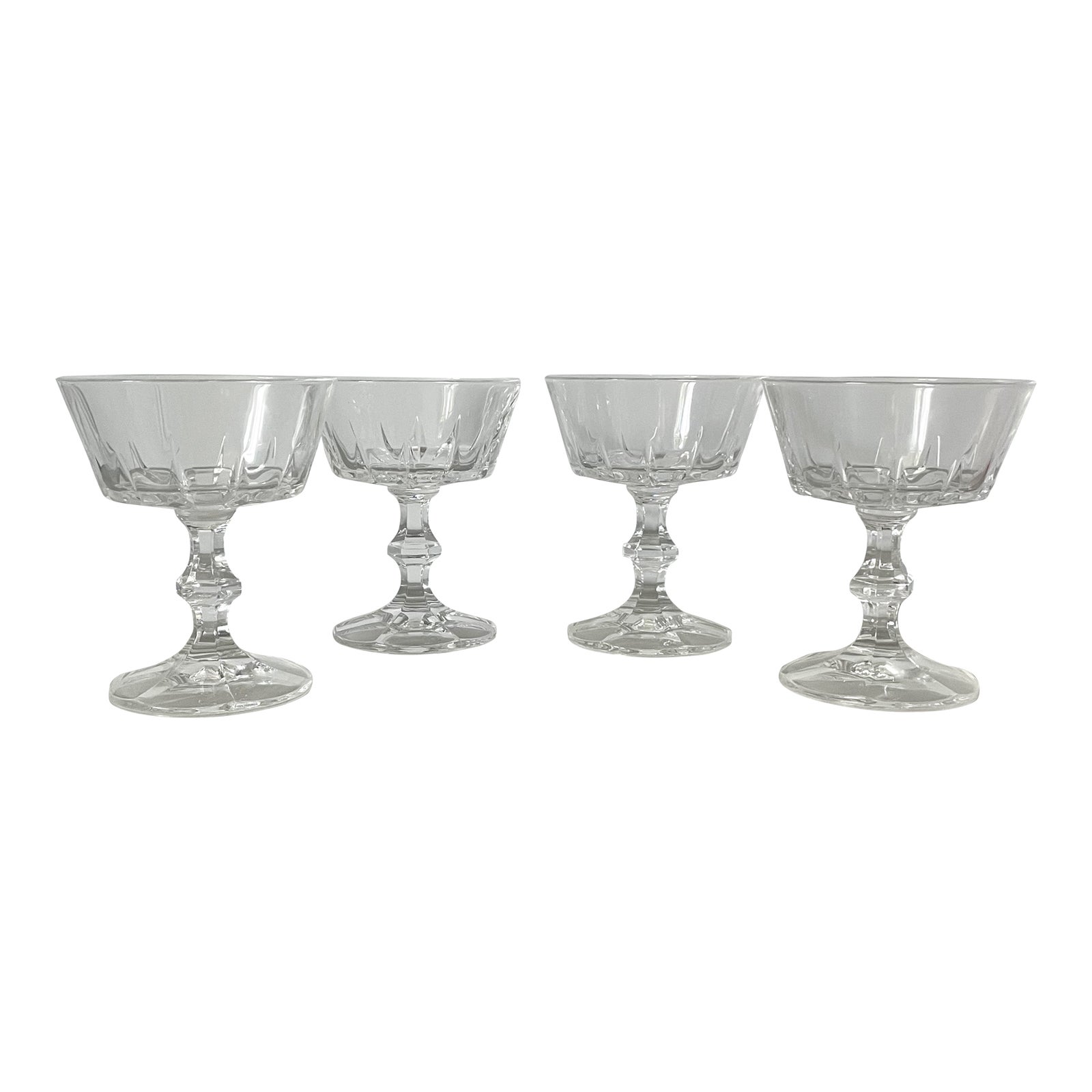Vintage French Glass Vertical Cut Crystal Drink Coupes / Dessert Cups ...