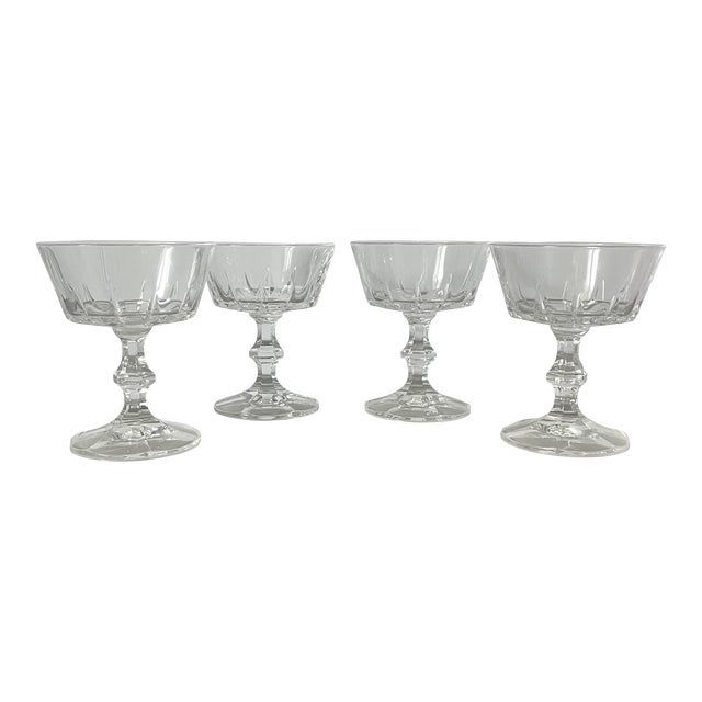 Vintage French Glass Vertical Cut Crystal Drink Coupes / Dessert Cups ...