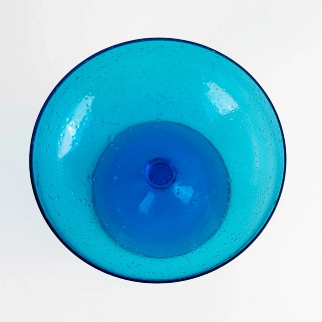 Vintage Blue Bubble Glass Bowl | Chairish