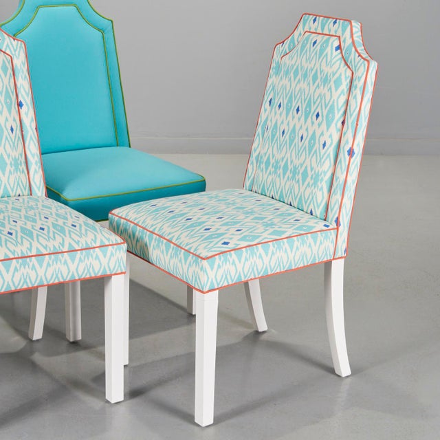 21st Century Colorful Designer Parsons Dining Chairs With Contrasting ...