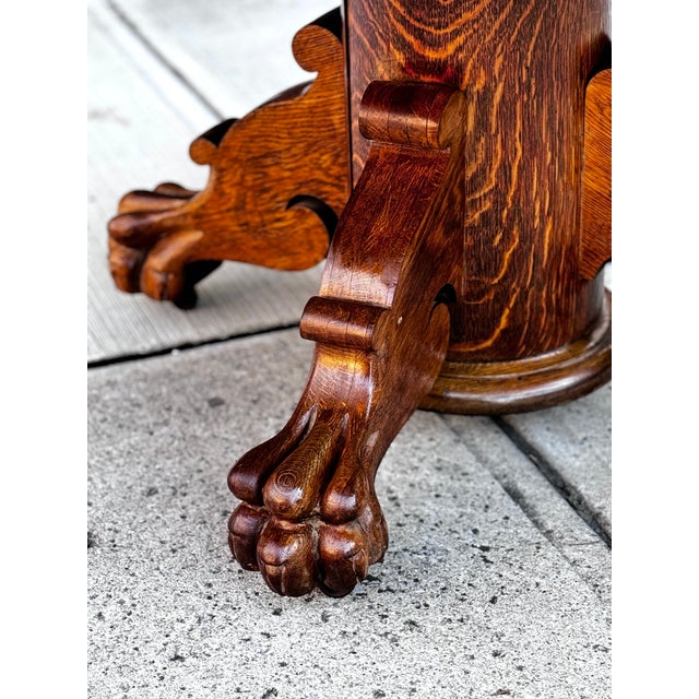Antique Late 19th Century Tiger Wood Dining Table Claw Feet | Chairish