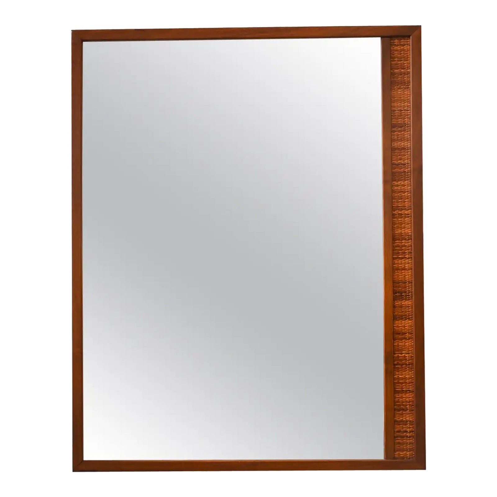 Walnut and Cane Wall Mirror by Drexel, Ca. 1965 | Chairish