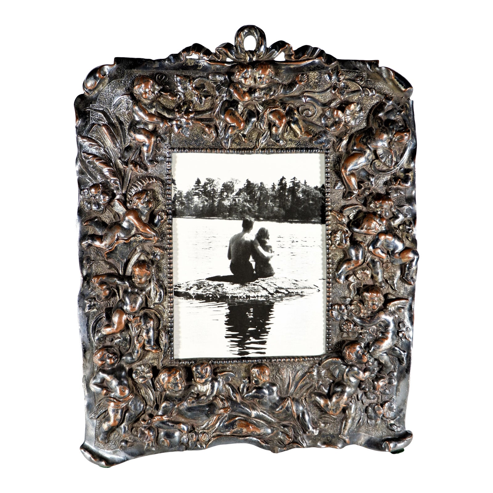 antique silver frame large