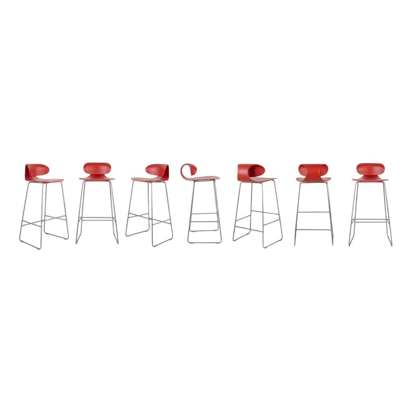 Red Maxima Stools by William Sawaya and Paolo Moroni, Italy, 1990s, Set ...