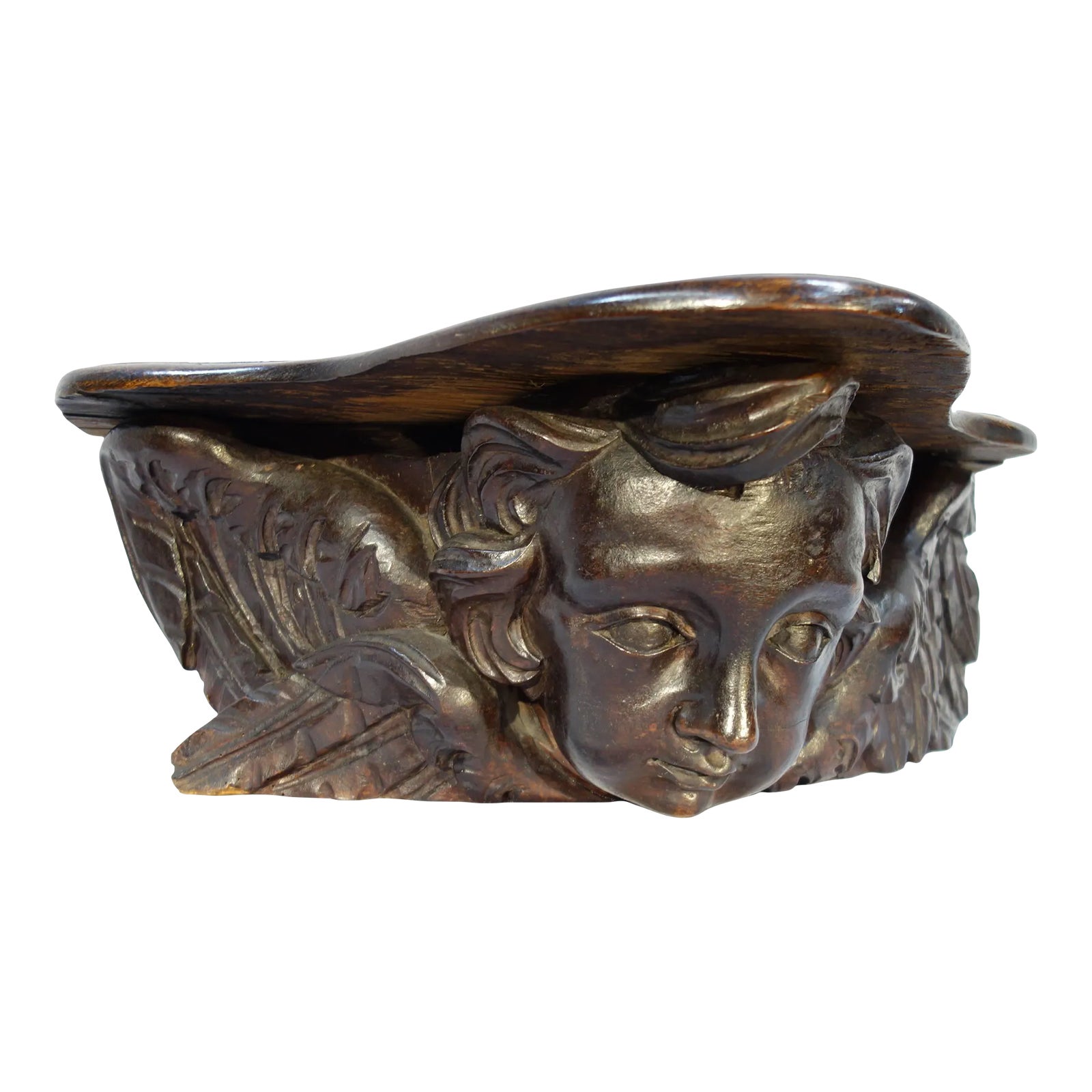17th Century Tuscan Angel Shelf Carved from Single Block of Walnut ...