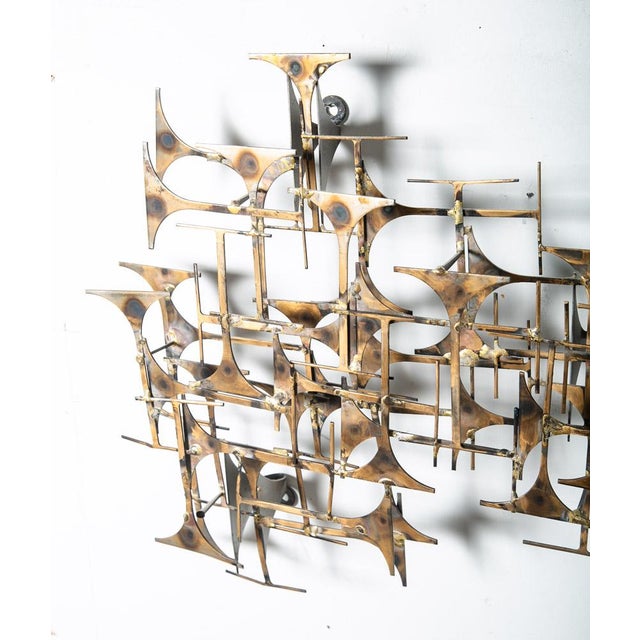Mid Century Modern Gilded Metal Wall Sculpture Abstract Original Marc ...
