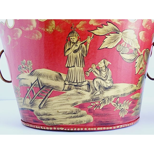 Chinoiserie Style Tole Painted Cachepots-A Pair | Chairish