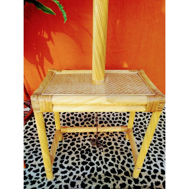 Mid-Century Modern Pencil Reed Natural Tall Side Table Floor Lamp ...