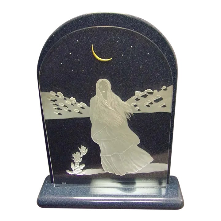 1990s R C Gorman"Luminaries Luna"Crystal Sculpture Hand Signed Numbered ...