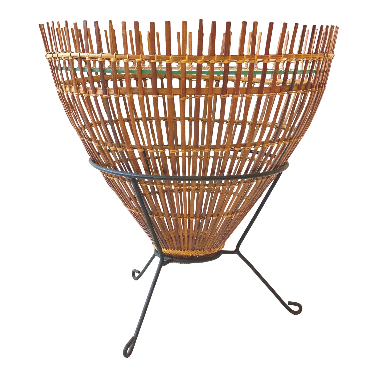 Vintage Thai Bamboo Fish Basket Table | Chairish