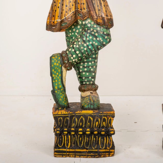 Antique Large Solid Wood Rajasthani Royal Guard Gatekeeper Figurines ...