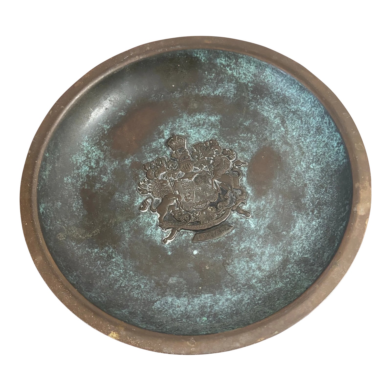 Antique Bronze Canadian Heraldry Crested Plate | Chairish