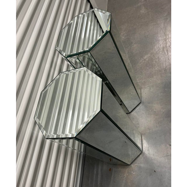 1980s Postmodern Mirrored Octagon Pedestals A Pair Chairish