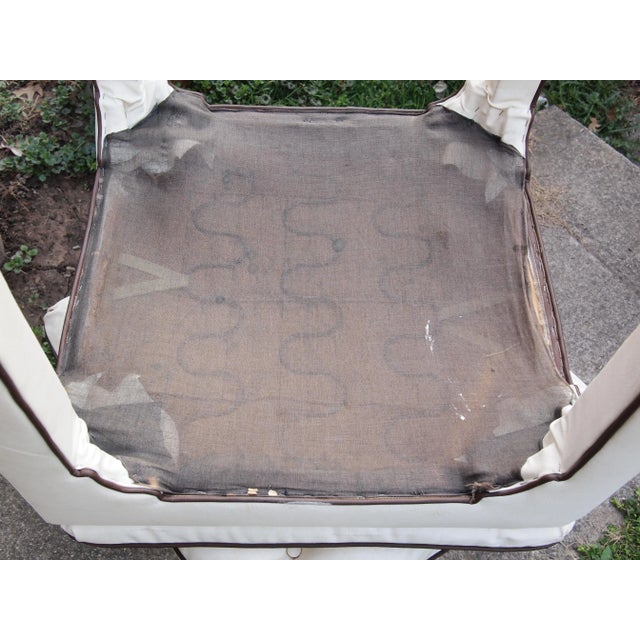 Vintage Cream Ivory Off-White Leather-Wrapped Ottomans Stools with ...