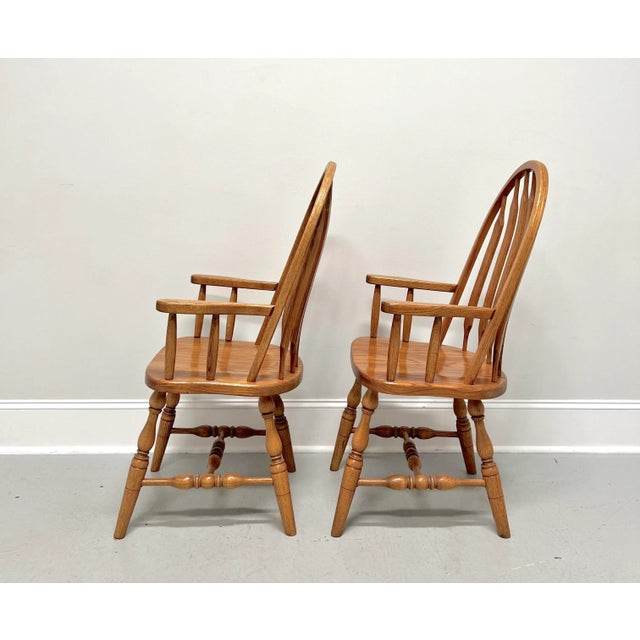 Amish Made Rockford Style Oak Windsor Dining Armchairs - Pair | Chairish