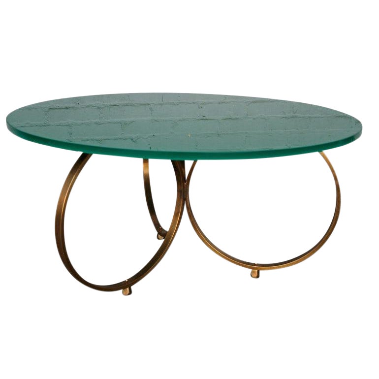Adesso Imports Brass "Isay" Coffee Table With Reverse Painted Glass Top ...