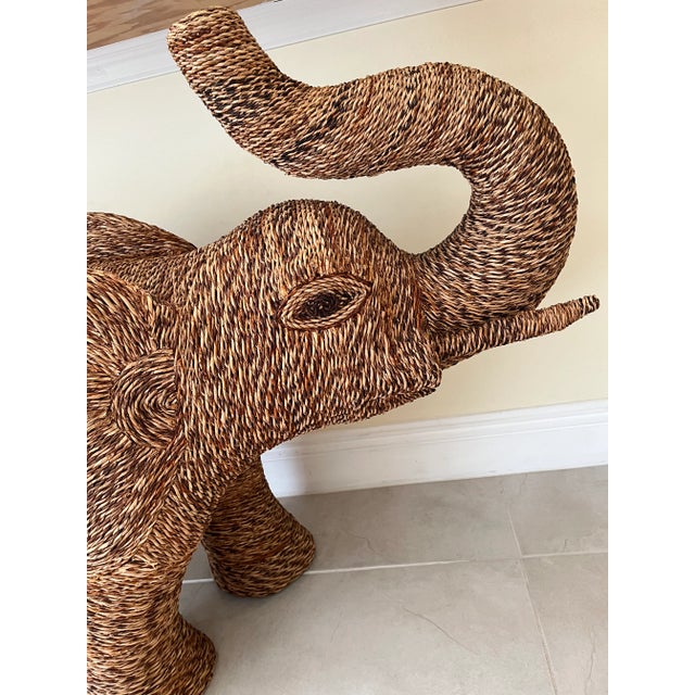 Vintage Wicker Rattan Style Elephant | Chairish