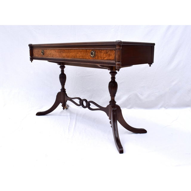 English Regency Style Burl- Wood Library Console Table | Chairish
