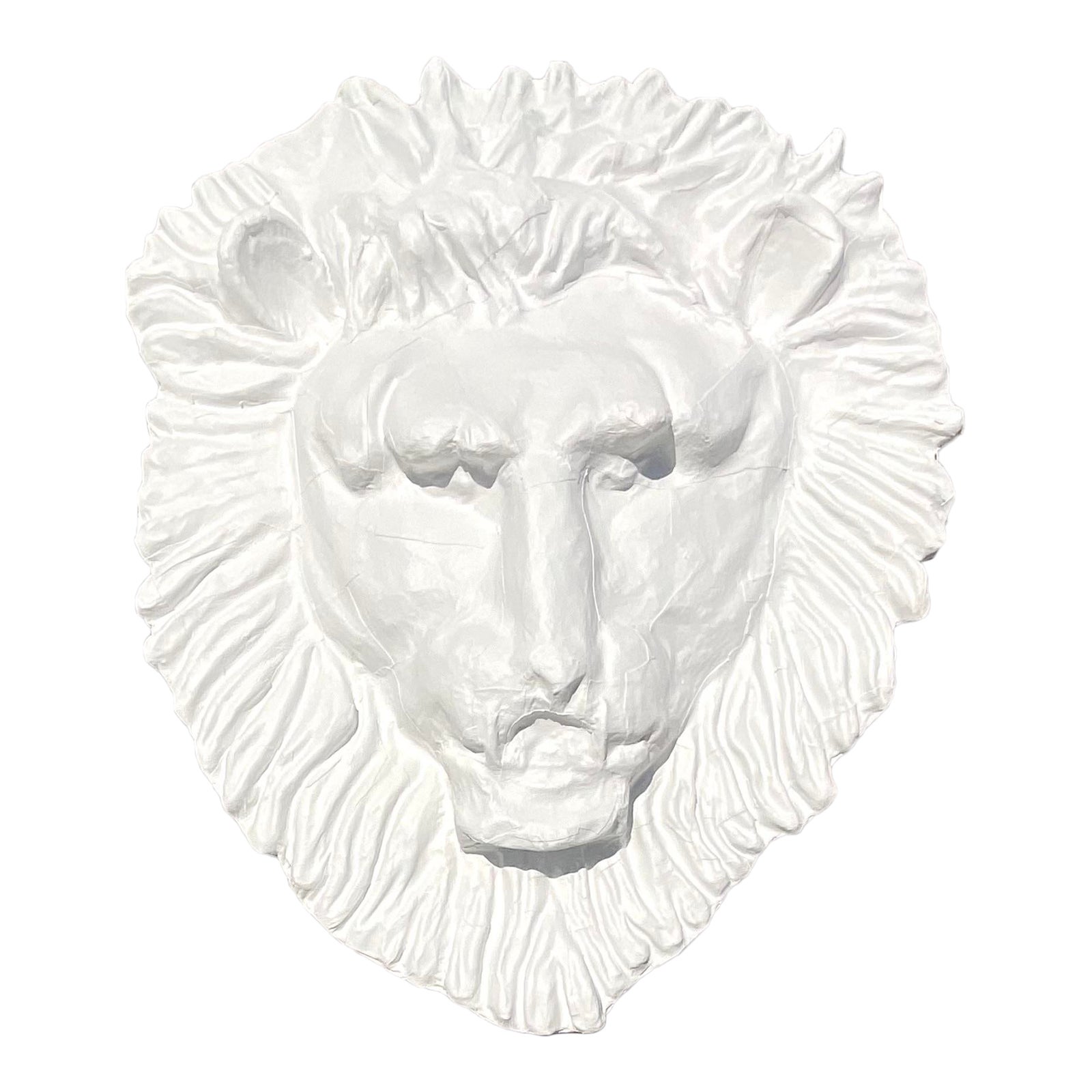 Vintage Boho Monumental Painted Leather Lions Head Wall Sculpture ...