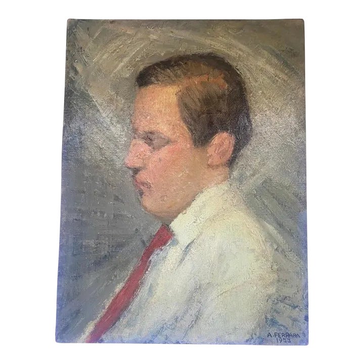 Mid Century Modern Expressionist Oil Painting of Man, Circa 1953 | Chairish