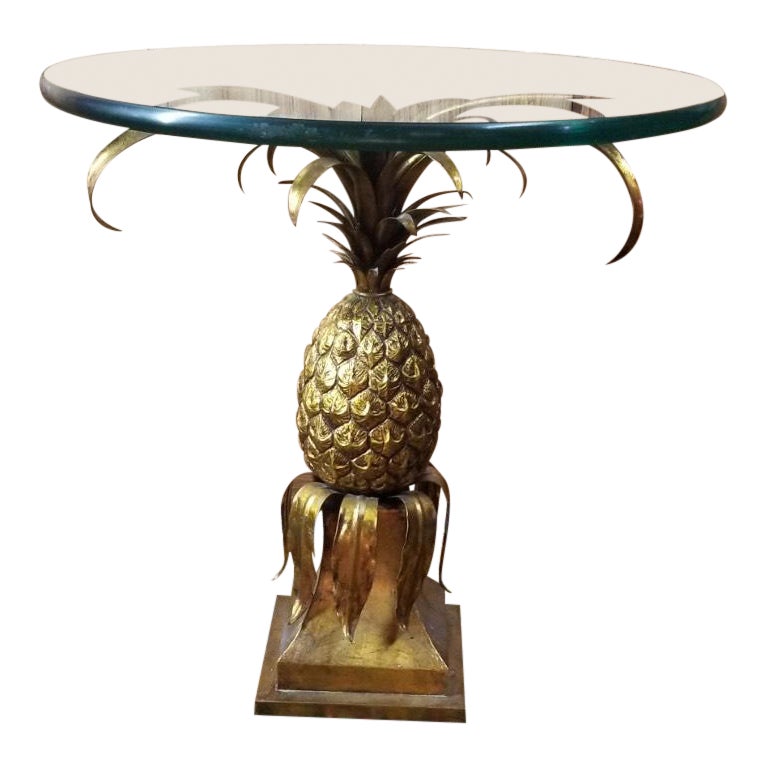 Hollywood Regency Sculptural Pineapple Gold Gilt Side Accent Table ...