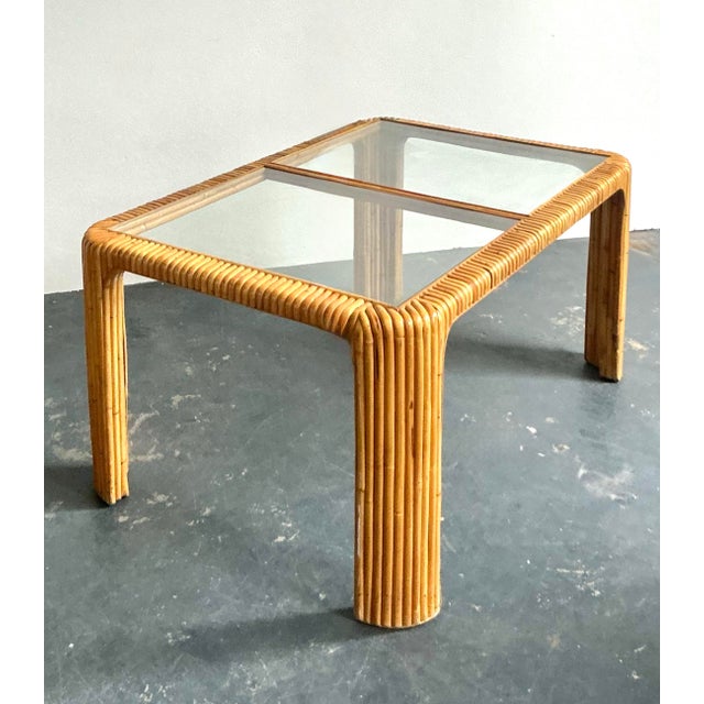 Vintage Boho Bent Rattan Dining Table | Chairish