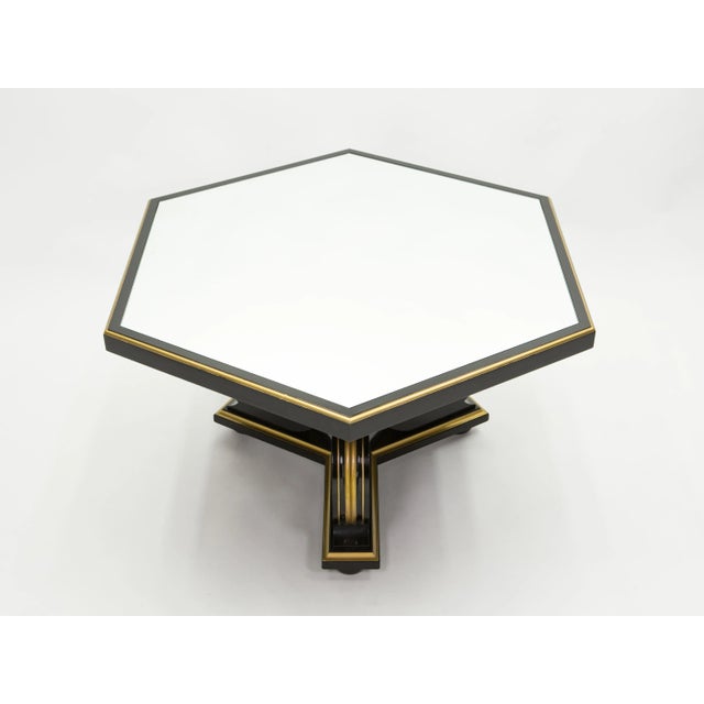 1970s Maurice Hirsch French Neoclassical Black Gilded Mirror Table ...