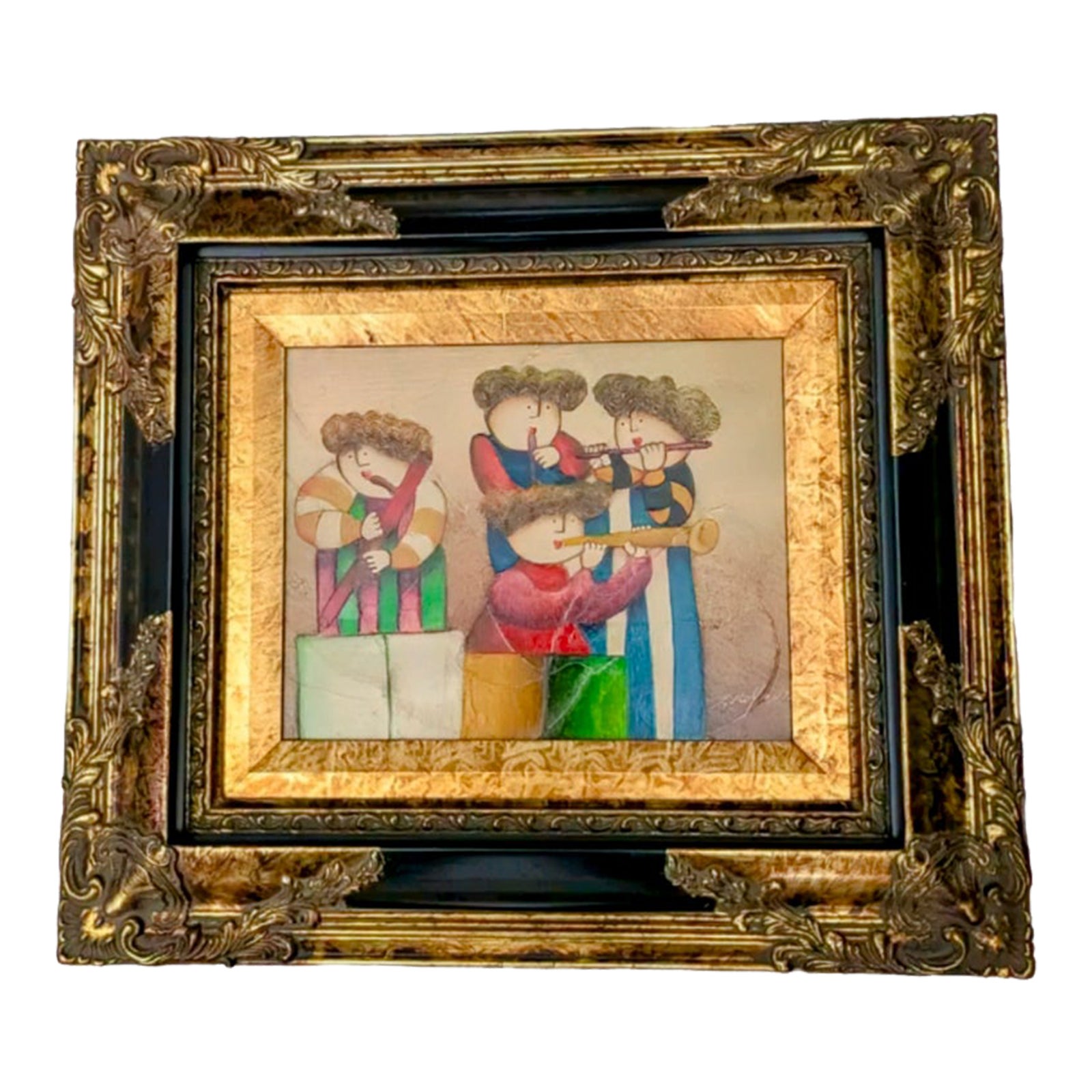1980s Original Oil Painting Signed Framed Joyce Roybal Ladies Band ...