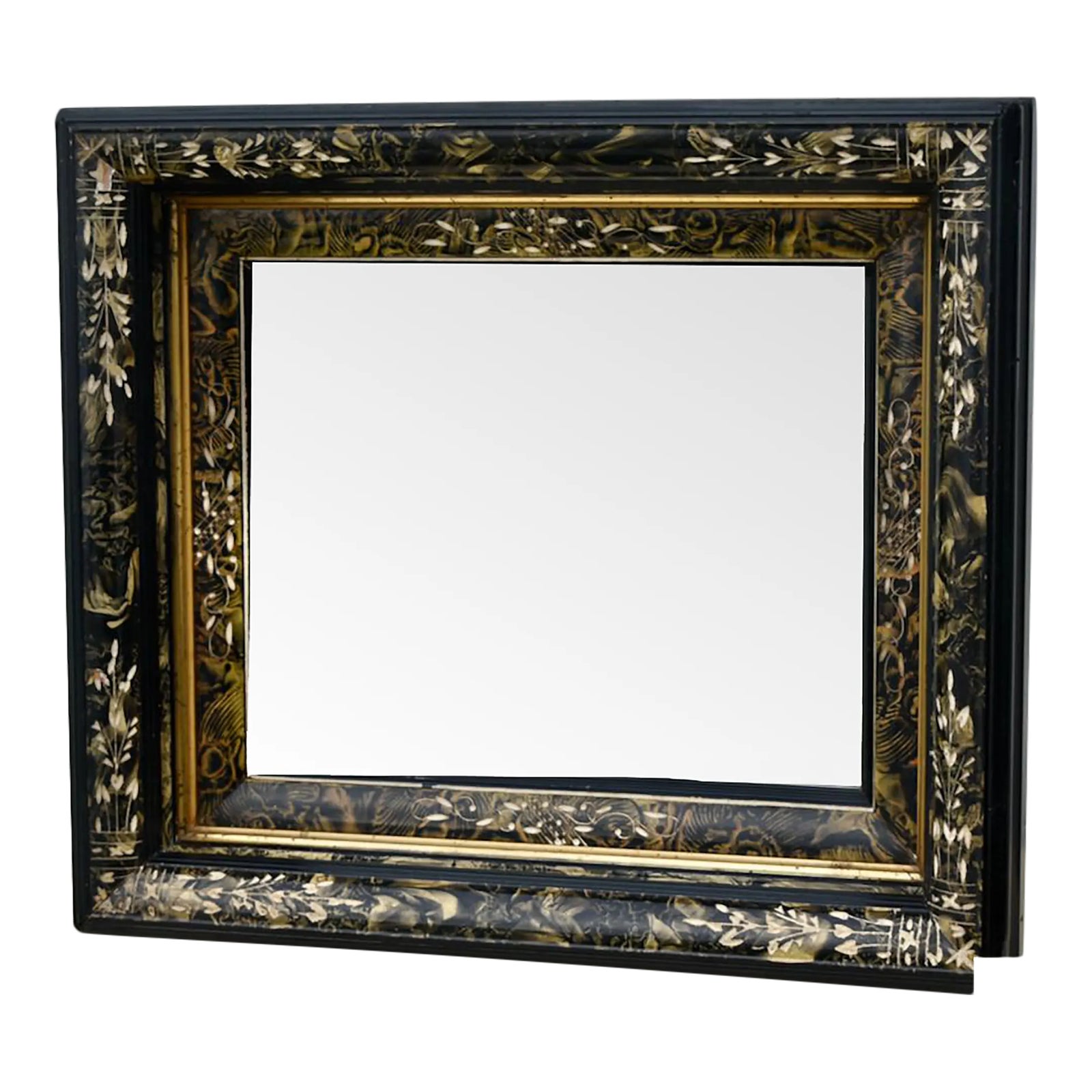 Antique Eastlake Marbleized Painted Etched Wood Framed Shadow Box Type ...