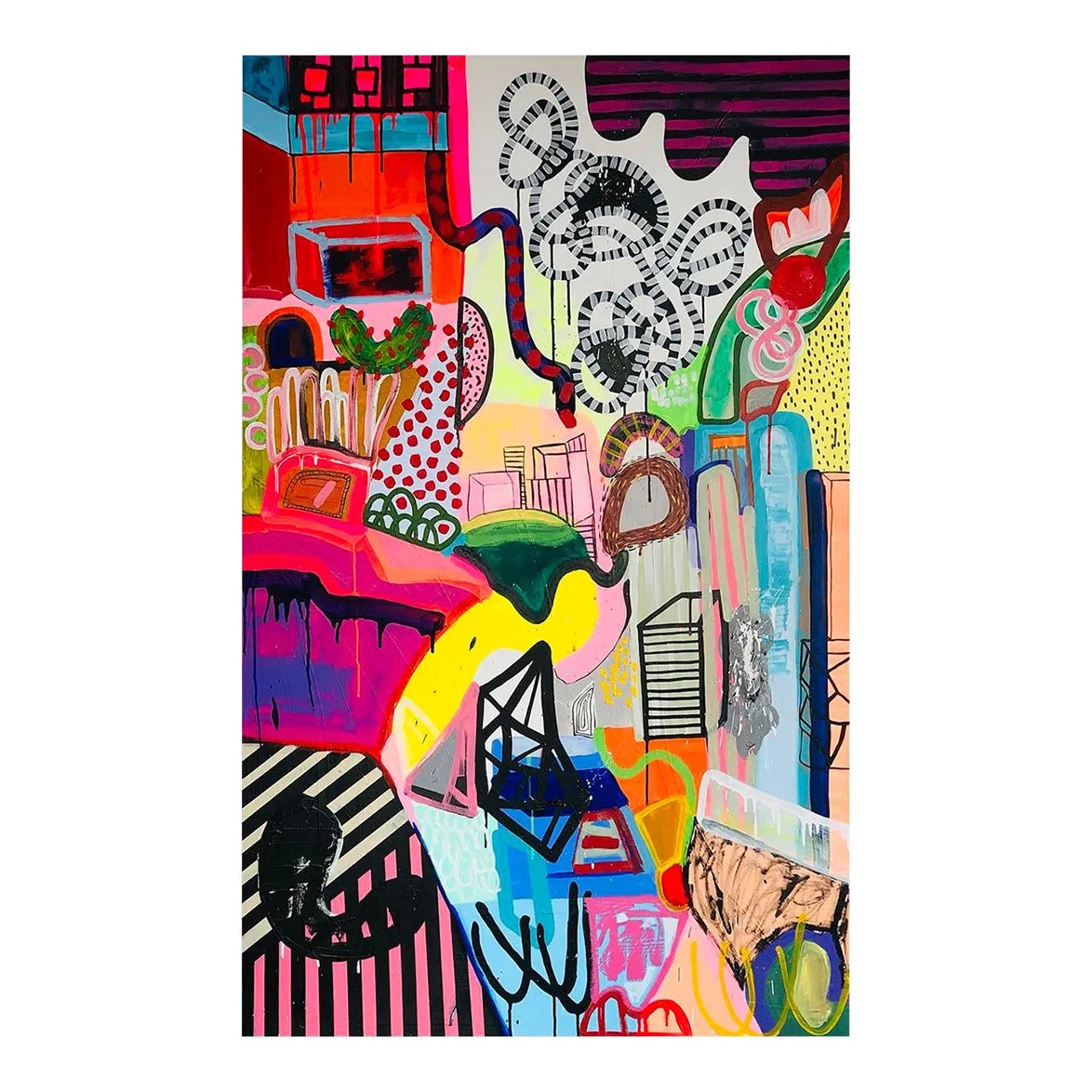 Contemporary Abstract Acrylic and Gouache on Canvas Painting "Vista I" by Daniela Marin | Chairish