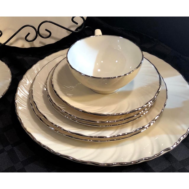 Lenox Weatherly Swirled Dish Platinum Rim Edge Dishes - Set of 10 ...