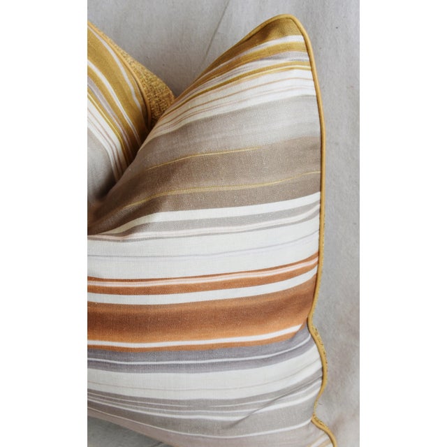 Earthy Neutral Nautical Coastal Hues Stripe Linen Feather/Down Pillow ...