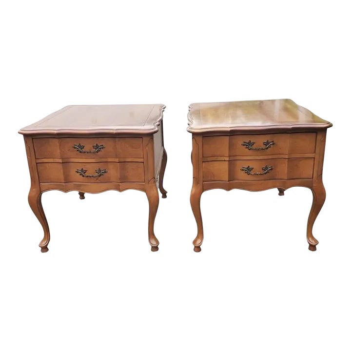 White Furniture French Country Two-Drawer Maple Side Tables | Chairish