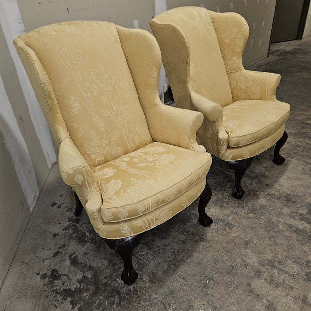 Pair of Colonial Williamsburg Wingback Chairs by Stickley | Chairish