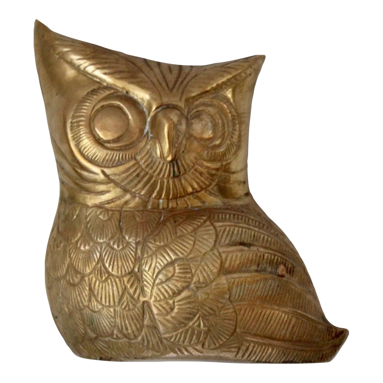 Vintage Mid Century Large Brass Owl Sculpture | Chairish