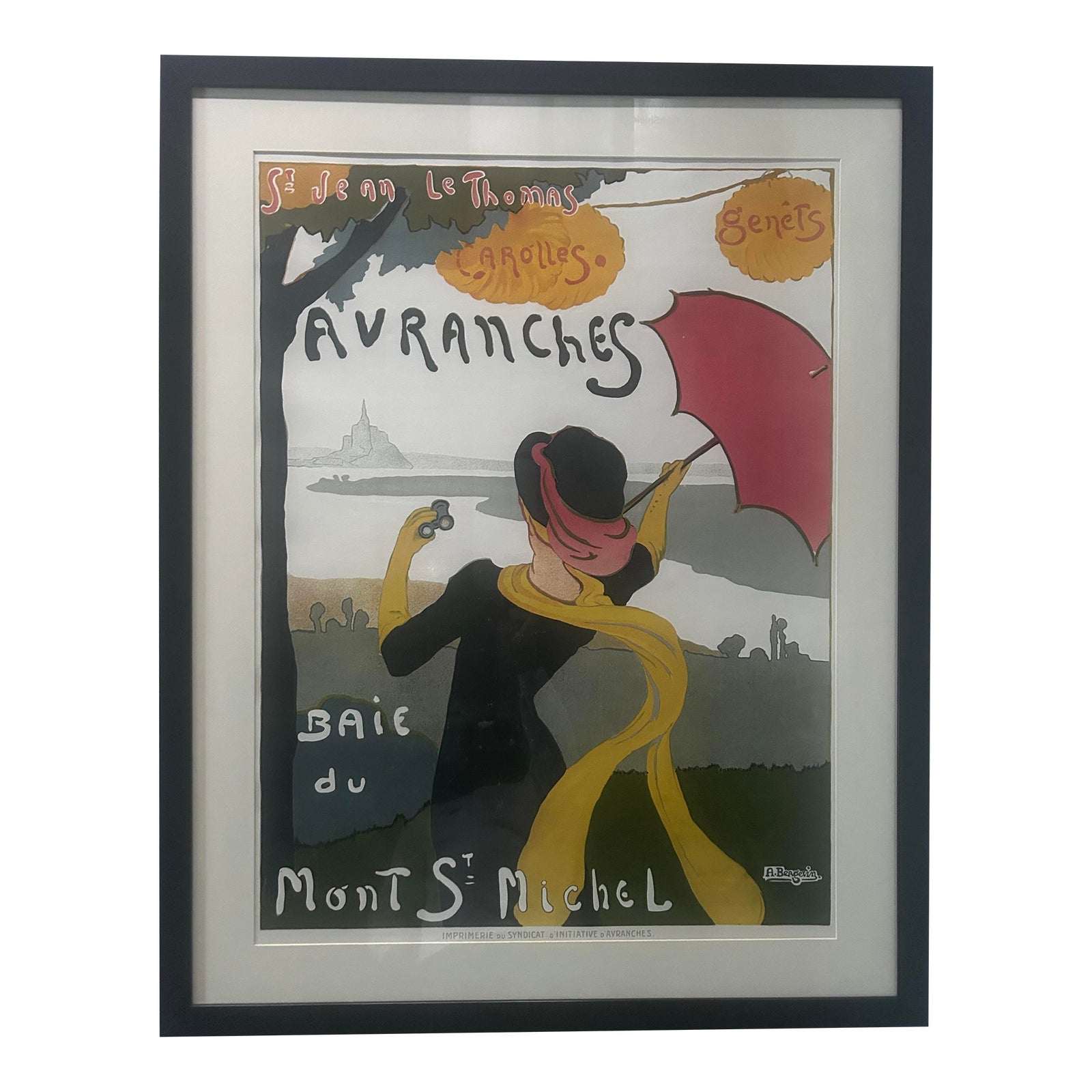 1910s Framed Vintage French Poster, Albert Bergevin's Avranches Baie Du ...