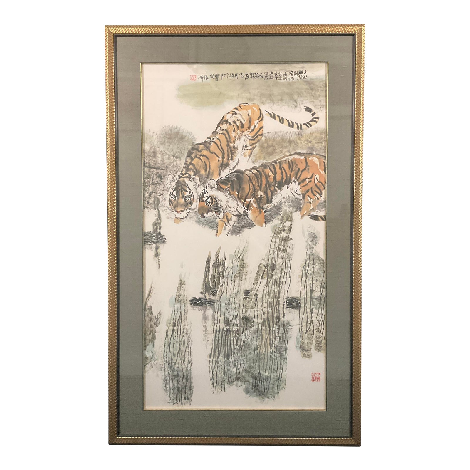 Vintage Original Chinese Ink Painting "Siberian Tiger" by Listed Artist ...