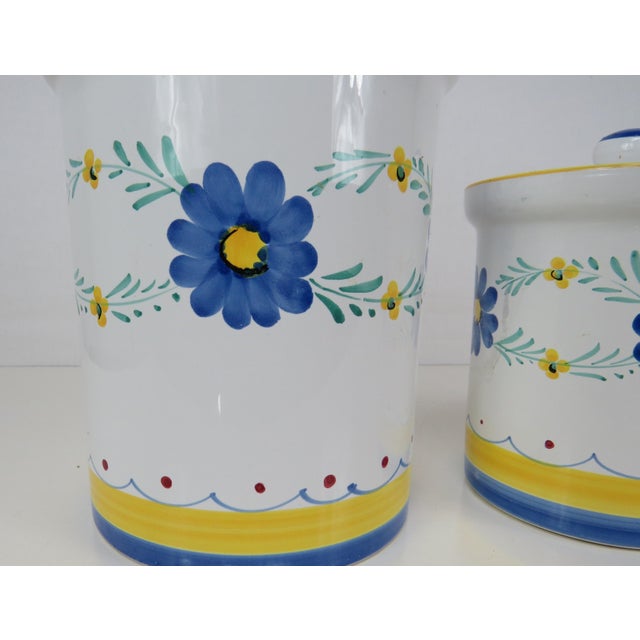 Late 20th Century Hand Painted Ceramic Canisters Made in Italy for ...