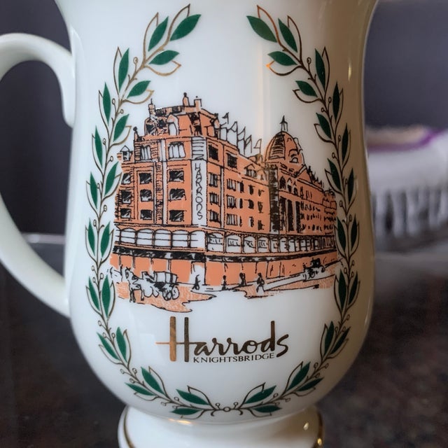 Vintage Harrods Gold Trim with Garland Coffee Mug | Chairish