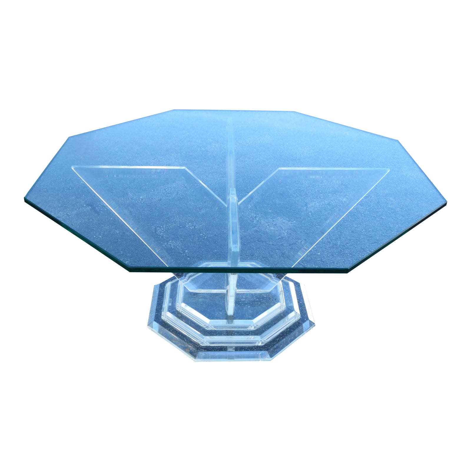 Mid Century Modern Hollywood Regency Lucite Acrylic Octagon Glass Top ...