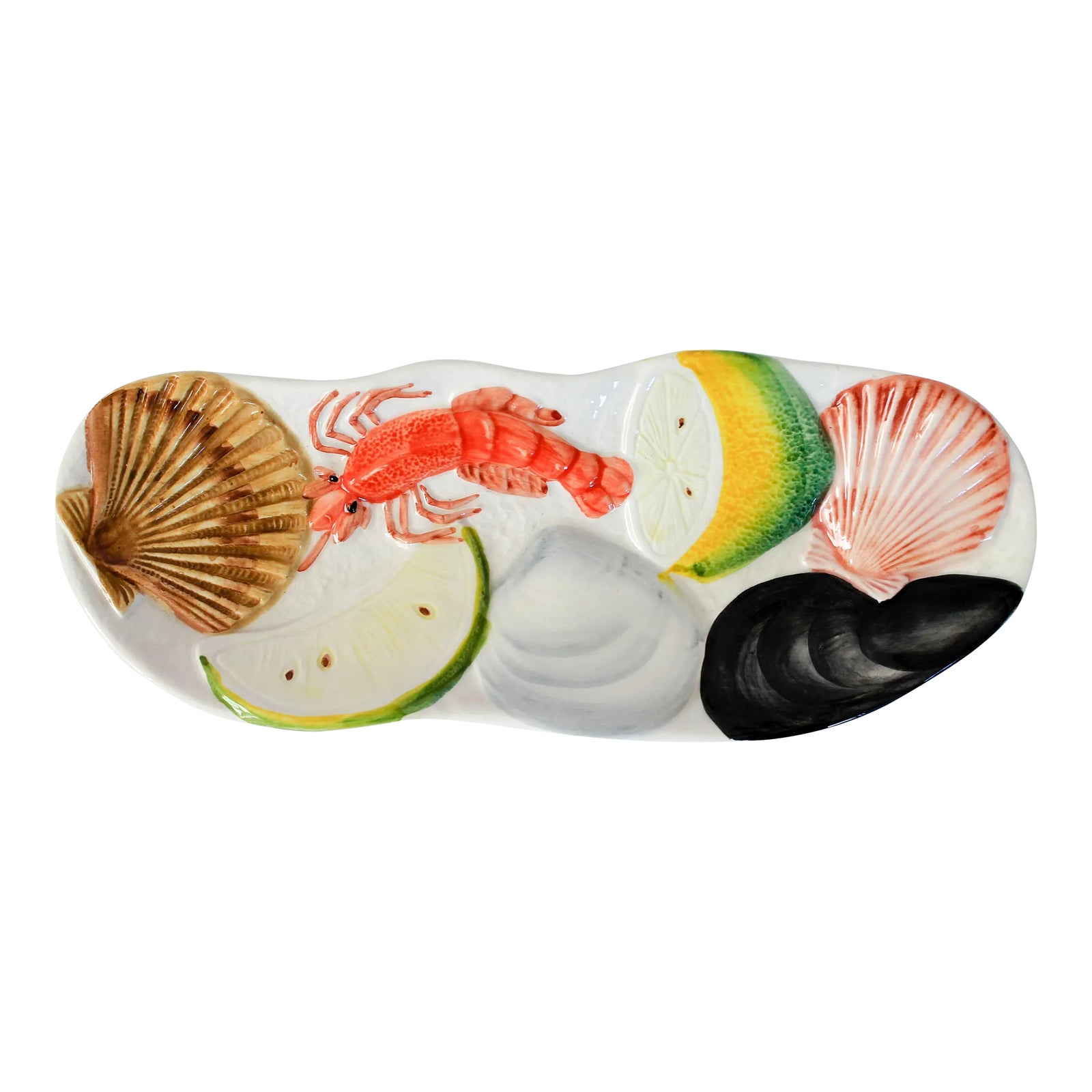 Vintage Majolica Seafood Clam Plate | Chairish