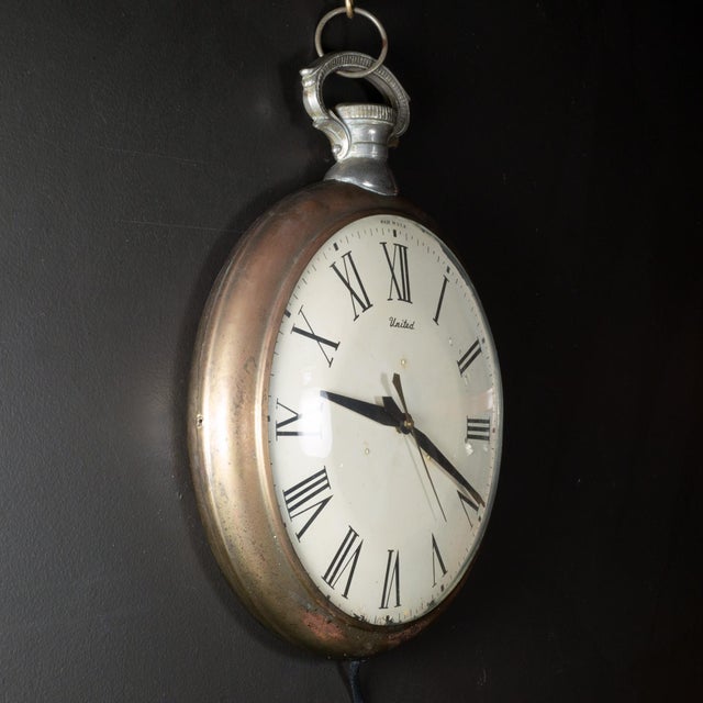 Mid-Century United Clock Co. Model 40 Oversize Pocket Watch Wall Clock ...
