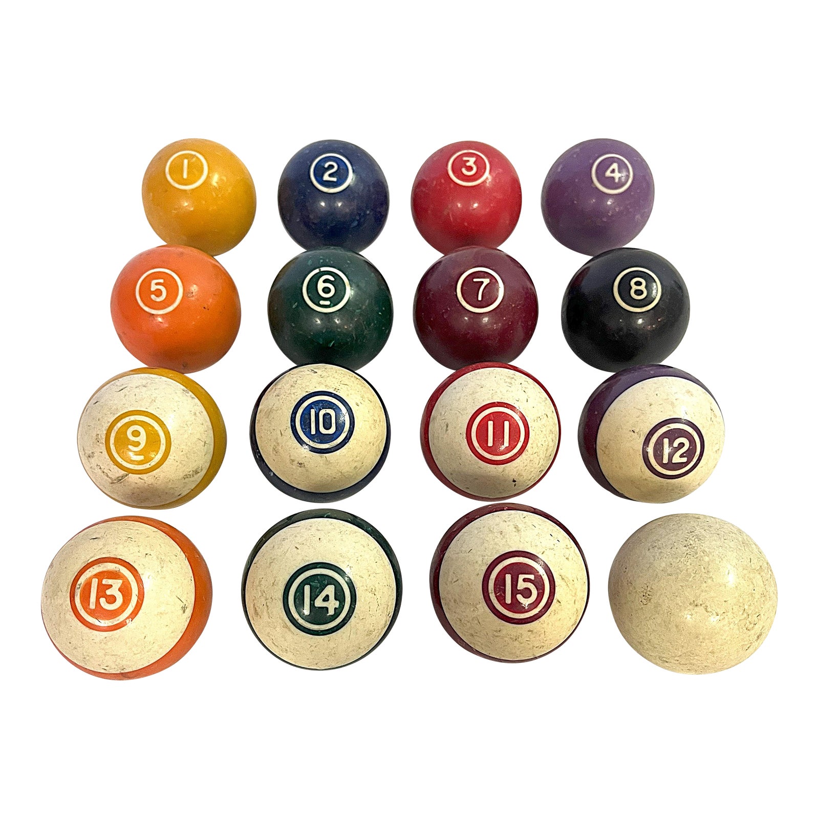 Complete Set of Vintage Bakelite Billiard Balls- Set of 16 | Chairish