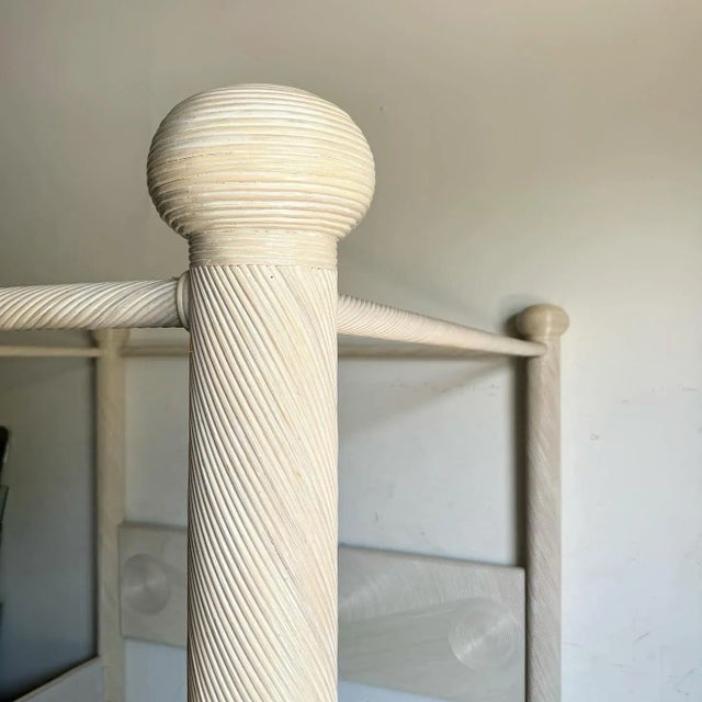 Boho Chic Swirl Pencil Reed King Size Canopy Bed Frame | Chairish