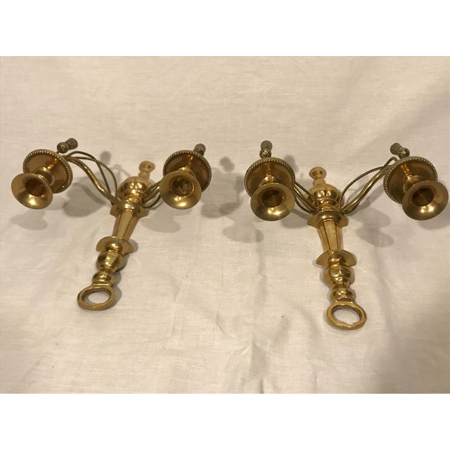 Vintage French Style Double Arm Brass Wall Sconce Candle Holders A Pair Chairish