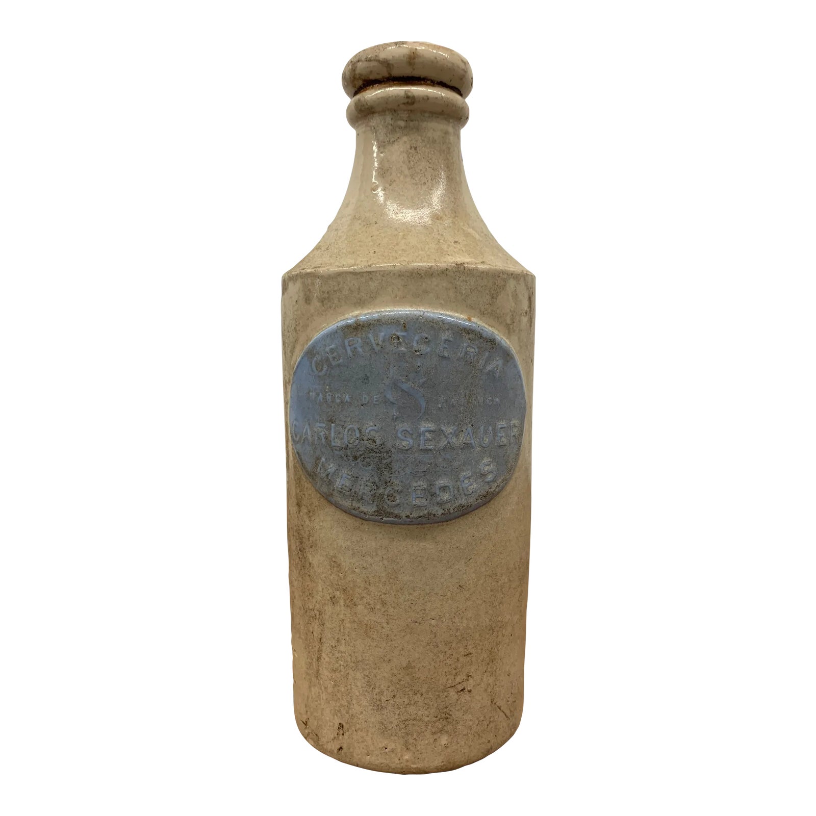Antique Ceramic Beer Bottle From Argentina | Chairish