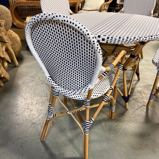 Blue & White French Bistro Style Dining Set of 5 | Chairish