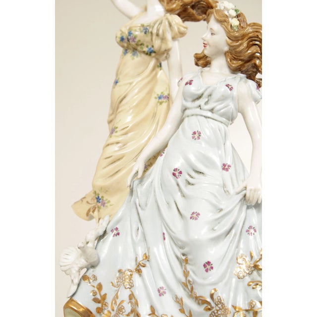 Mid 20th Century Rococo Style Ladies with Dove Porcelain Figurines ...