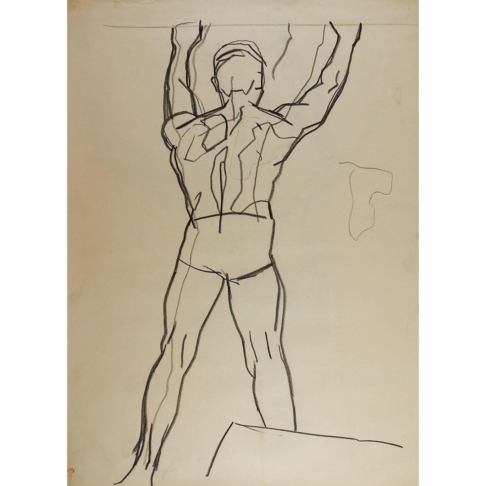 1950's Line Drawing Male Figure | Chairish