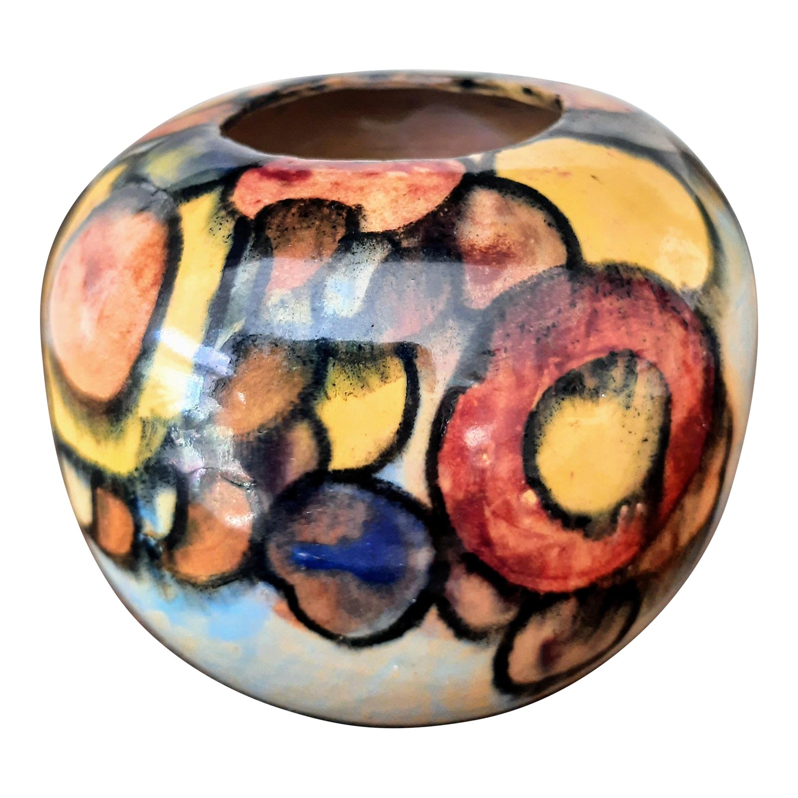 Abstract Ceramic Pottery Bowl Vase Moorcroft Style | Chairish